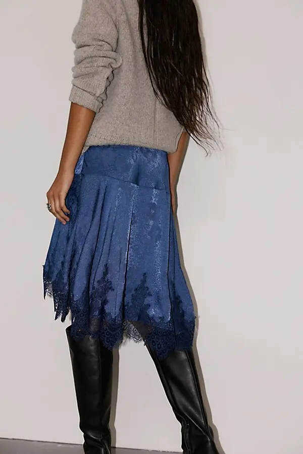 Free People Intimately Something Satin Mini Slip Skirt - Open Waters