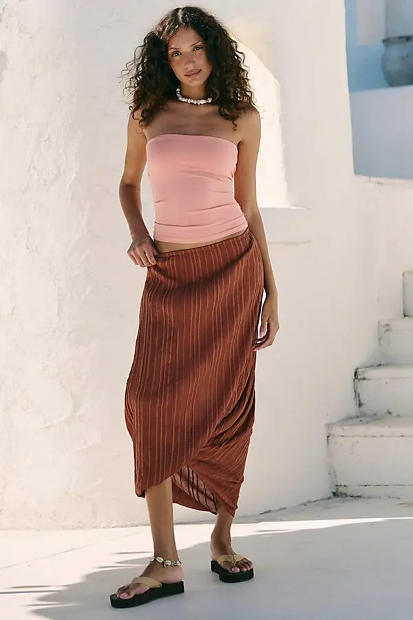 Free People Draped Dreams Maxi Skirt - Honey Topaz