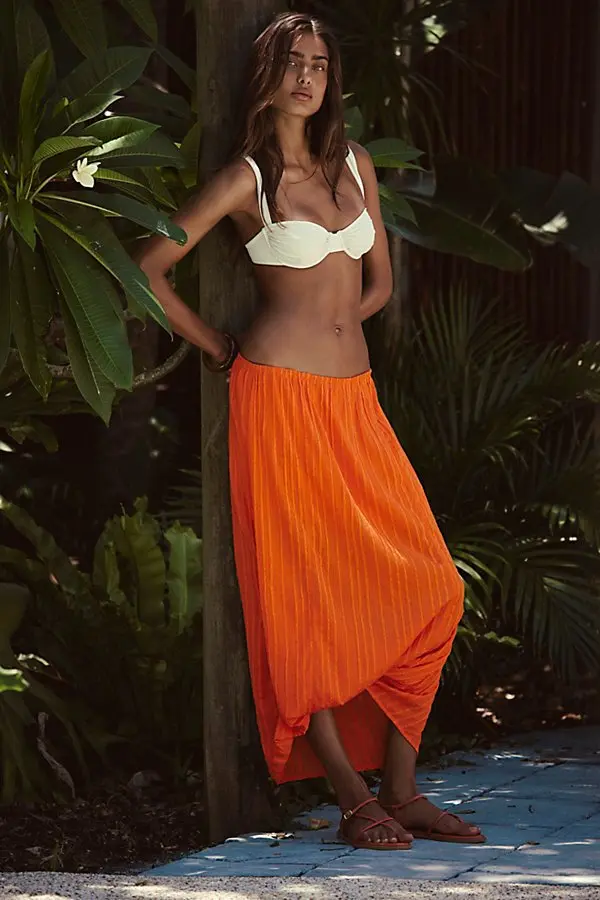 Free People Draped Dreams Maxi Skirt - Orange Trees