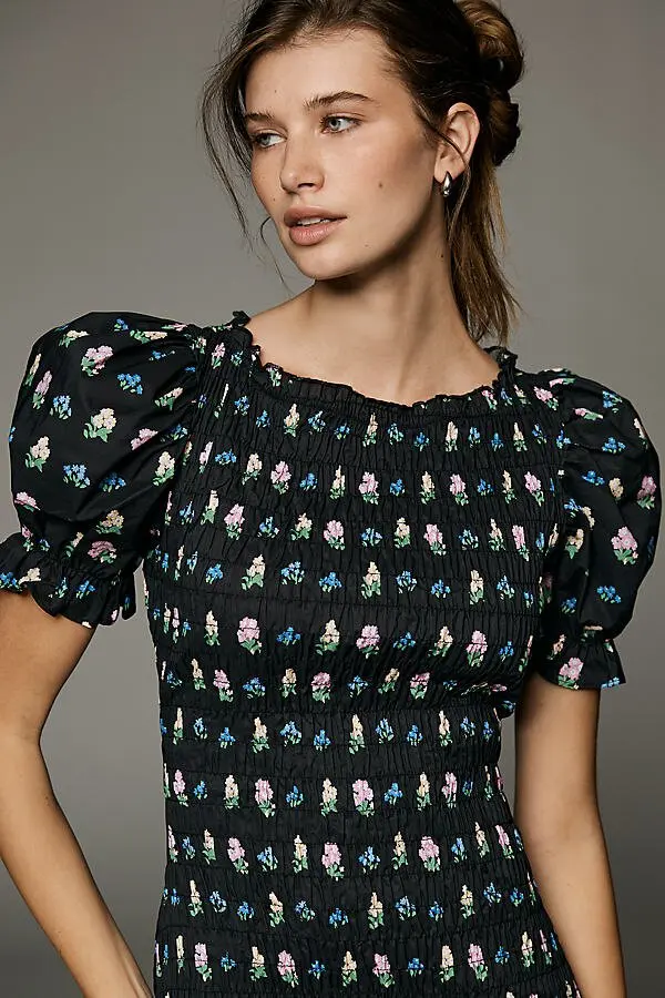 LISA SAYS GAH Soho Puff-sleeve Midi Dress
