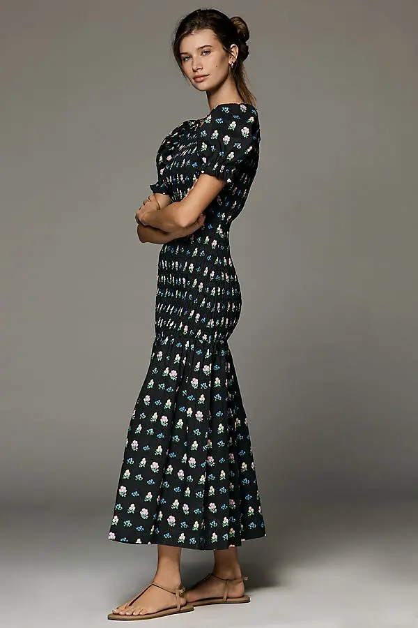 LISA SAYS GAH Soho Puff-sleeve Midi Dress