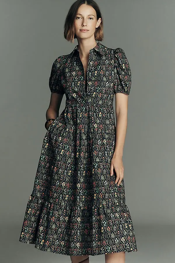 English Factory Floral Shirt Dress - Navy