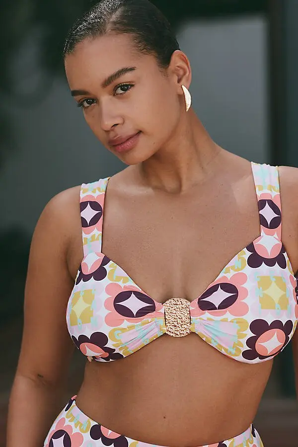 CELANDINE X Holly Clarke Isabella Bikini Top - Pink Pattern