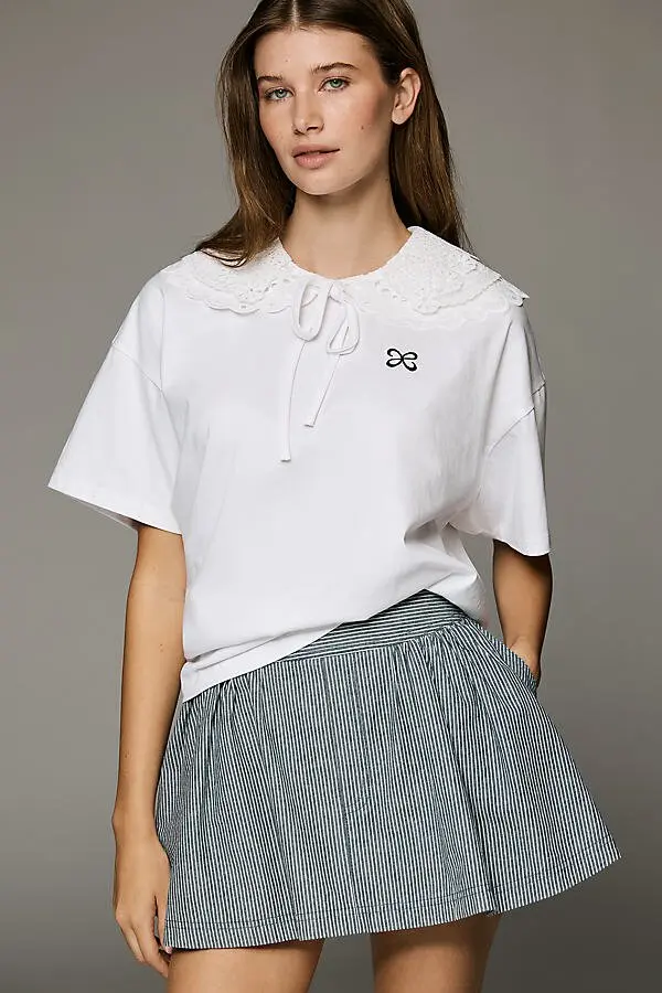 Maeve Wedgewood T-shirt Top - Bright White