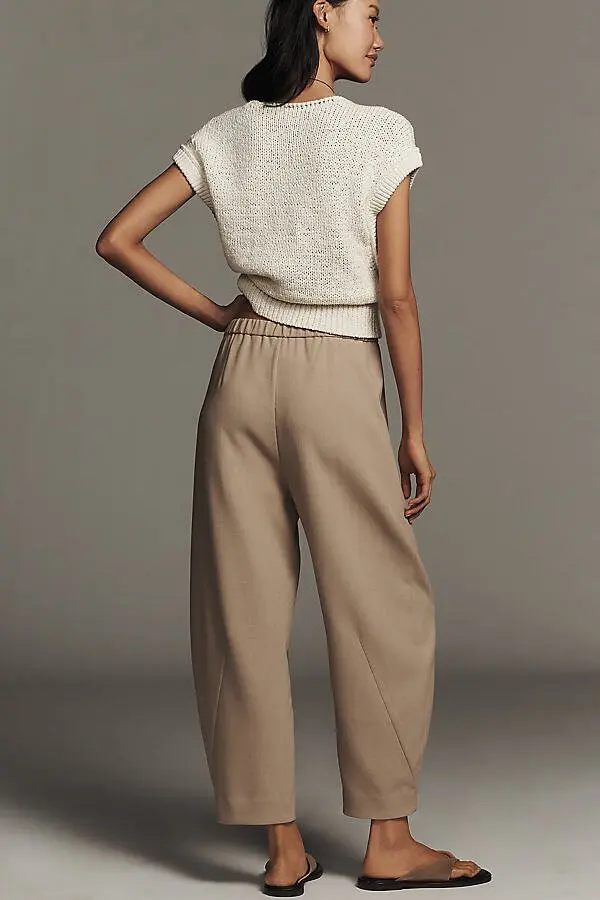 Maeve Crop Curved Trousers Pants - Heather Camel