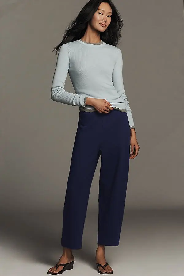 Maeve Crop Curved Trousers Pants - Nightfall