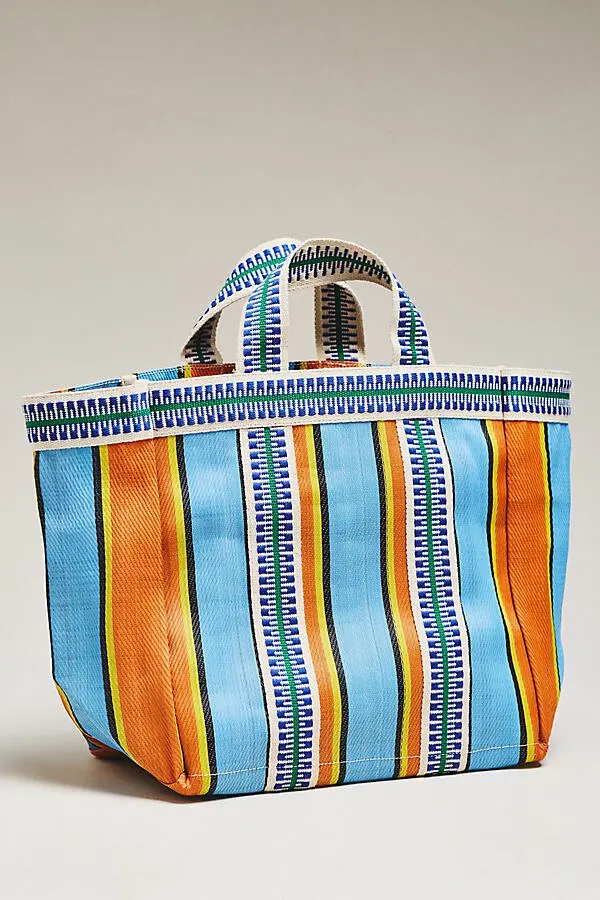 Maeve Striped Mesh Tote Bag