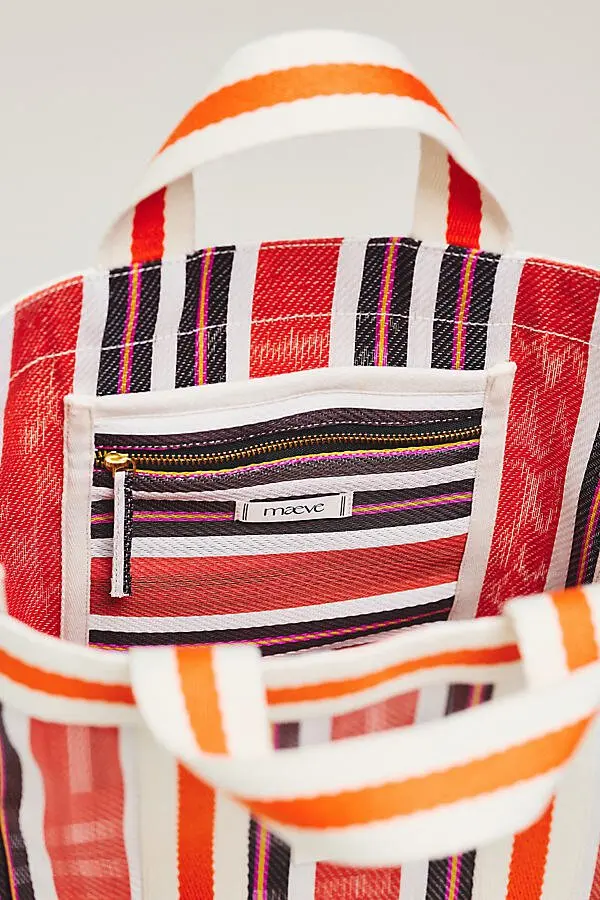 Maeve Striped Mesh Tote Bag