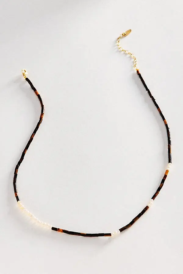 HERMINA ATHENS Tiger's Eye And Pearl Necklace - Black