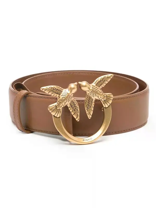 Pinko Love Berry Leather Belt - Brown