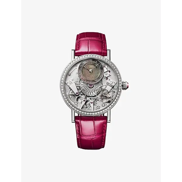 BREGUET Tradition 7038 18ct White-gold, Leather And 0.895ct Diamond Automatic Watch 37mm - White Gold