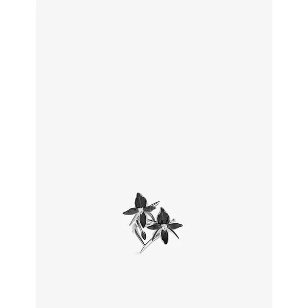 SHAUN LEANE Black Orchid Two Flower Ring - Silver