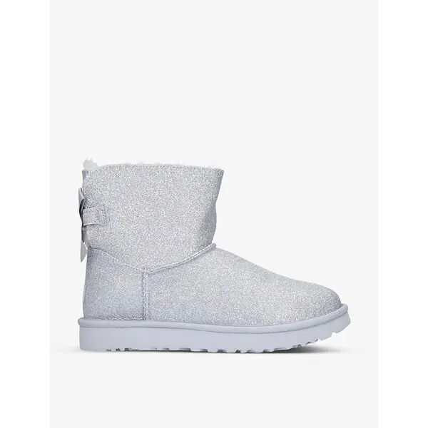 UGG Bailey Bow Mini Sparkle Glitter Textile Boots - Silver