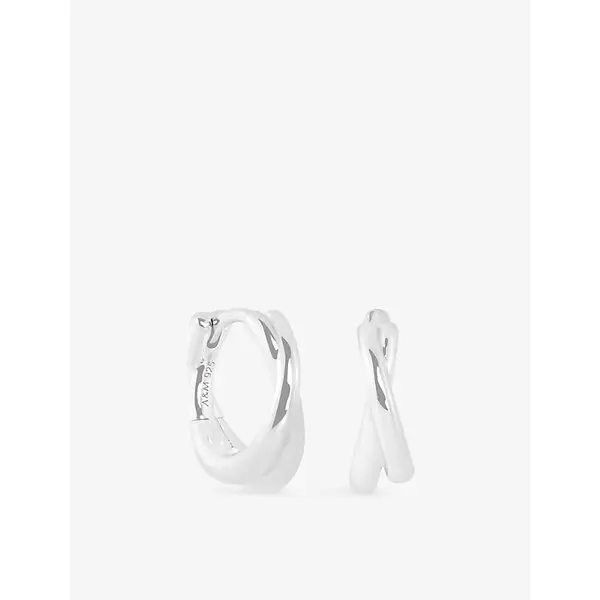 ASTRID & MIYU Illusion Twist -plated Huggie Earrings - Rhodium
