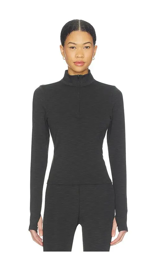 Splits59 Stevie Active Rib Half Zip Waist Length Top - Black