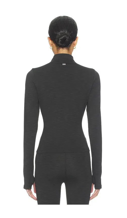 Splits59 Stevie Active Rib Half Zip Waist Length Top - Black