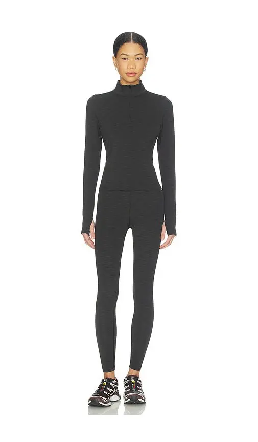 Splits59 Stevie Active Rib Half Zip Waist Length Top - Black