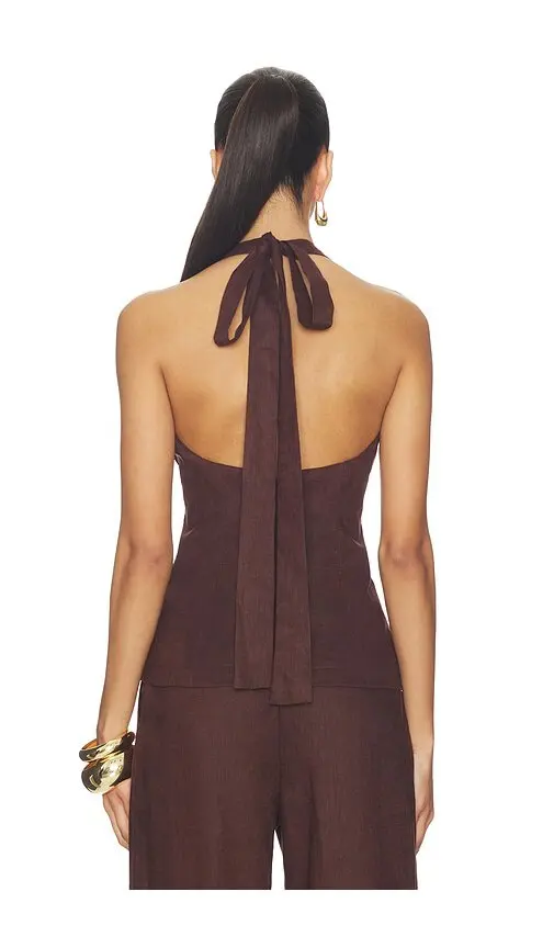 Bardot Cavarly Linen Halter Top