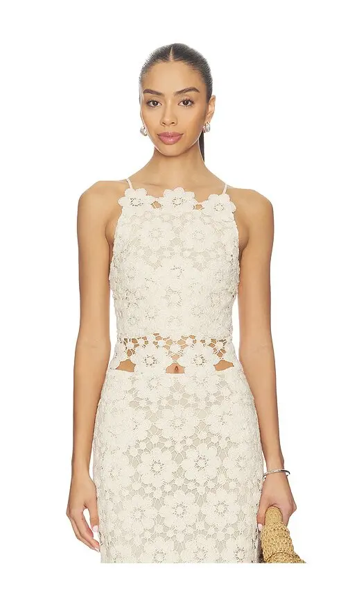 Bardot Veneta Crochet Top - Beige