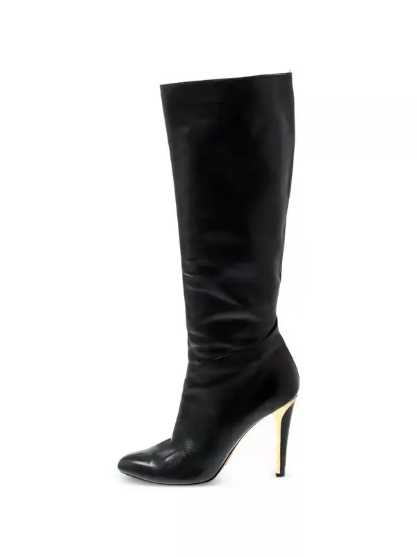JIMMY CHOO Almond-toe Leather Boots - Black