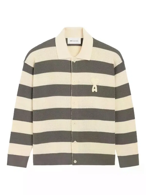 AMI Paris Cotton Cardigan With De Coeur Patch