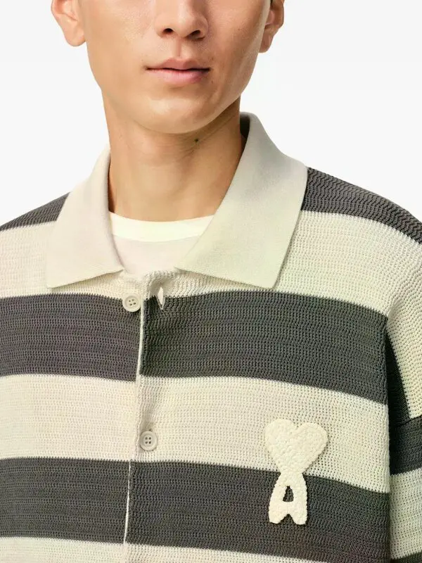 AMI Paris Cotton Cardigan With De Coeur Patch
