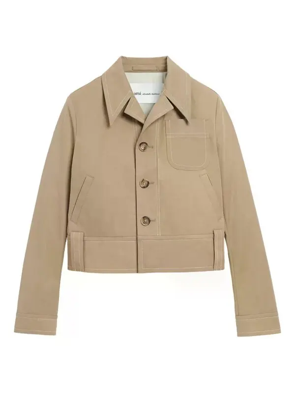 Ami Buttoned Cropped Jacket - Neutrals