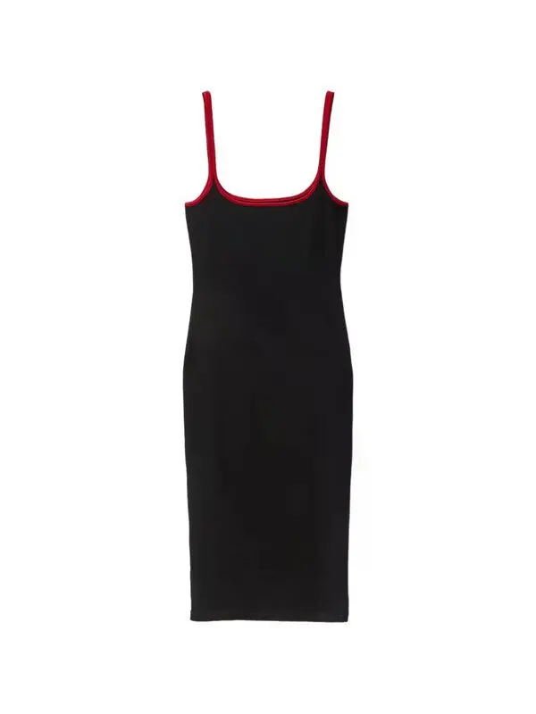 Versace Lipstick Red Trim Dress - Black