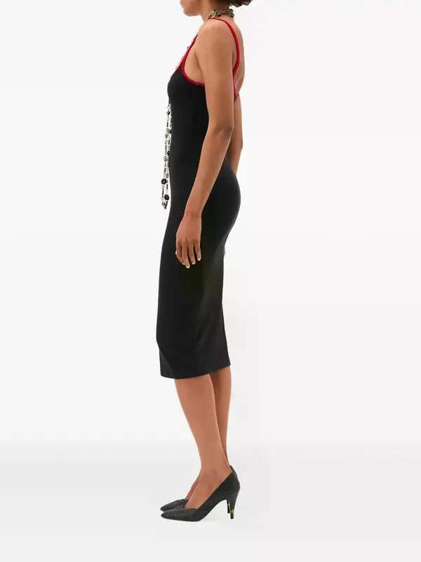 Versace Logo Embroidered Midi Dress