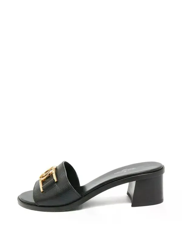 LOUIS VUITTON Logo-embellishment Leather Sandals - Black