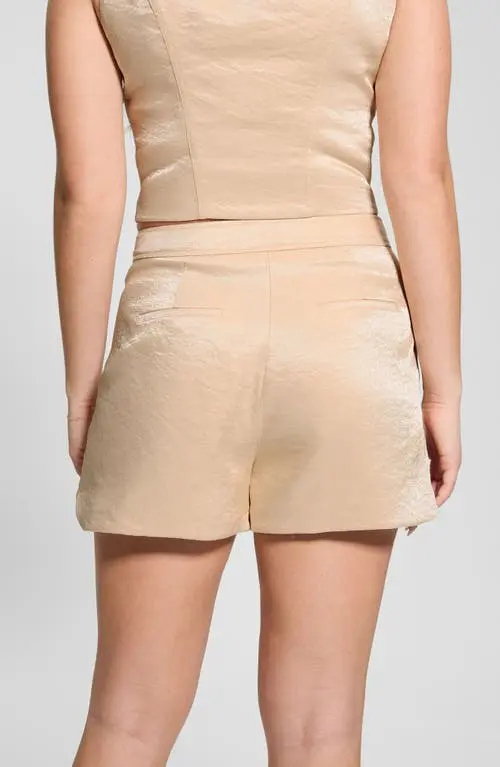 Guess Camille Velvet Pleat Front Shorts - Beige