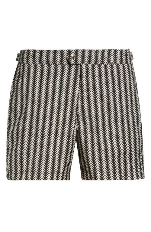 TOM FORD Geometric Print Compact Swim Trunks - White/black