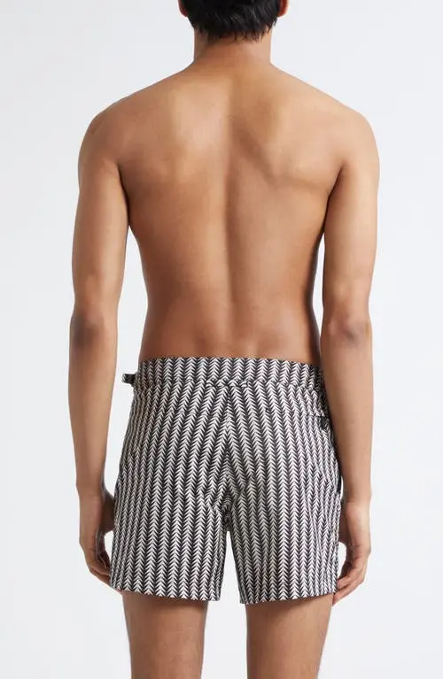 TOM FORD Geometric Print Swim Trunks - White/black