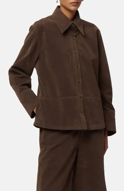 Apparis Ren Faux Suede Overshirt - Dark Brown
