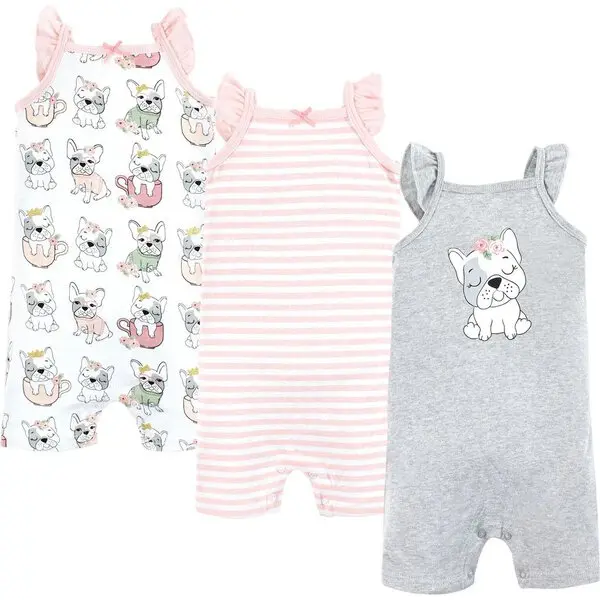 HUDSON BABY Essential Cotton Rompers - Girl Whimsical Dog