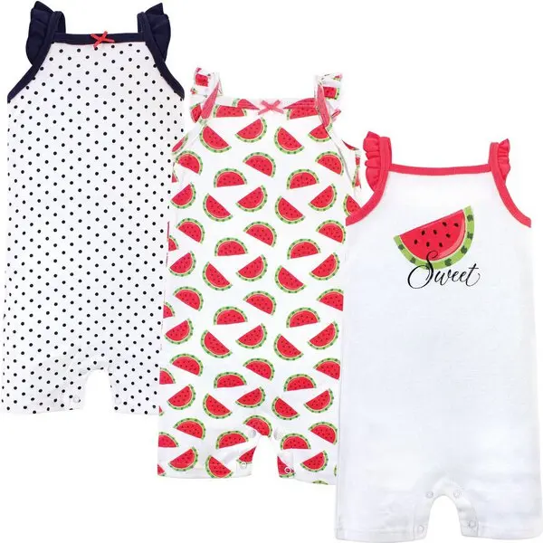 HUDSON BABY Essential Cotton Rompers - Watermelon