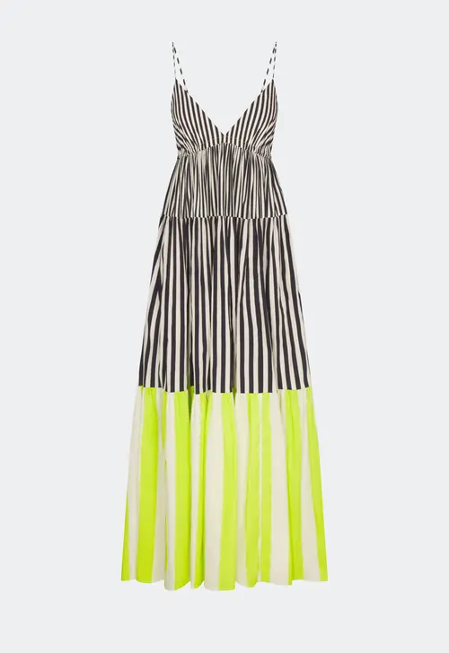 SIMONMILLER Romi Poplin Dress - Black/cream/lime Multi