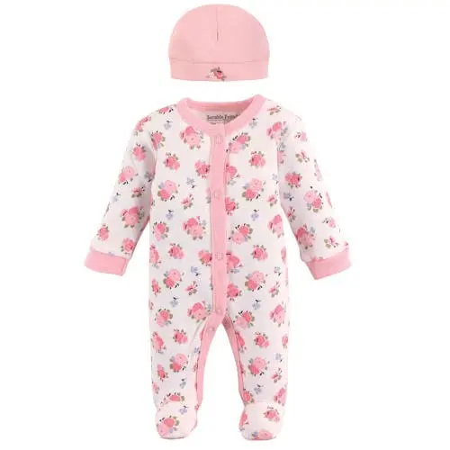LUVABLE FRIENDS Cotton Sleep And Play And Cap - Floral