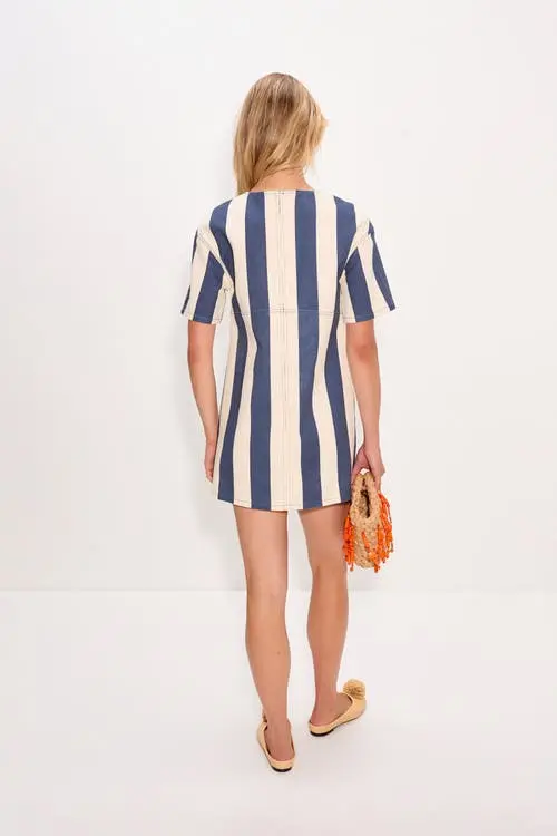 SIMONMILLER Sahara Short Sleeve Mini Dress - Navy/cream