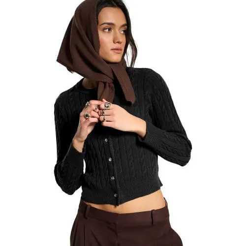 Callahan Valerie Cable Knit Cardigan - Black