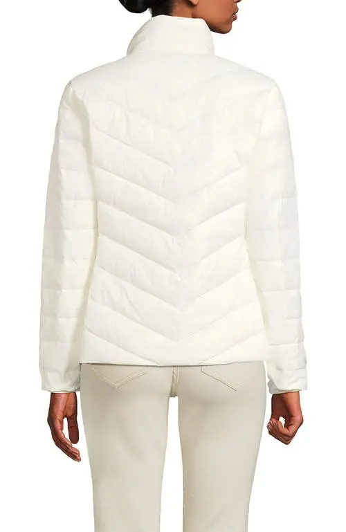 LANDS' END Wanderweight Ultralight Packable Chevron Quilted Down Jacket - Ivory