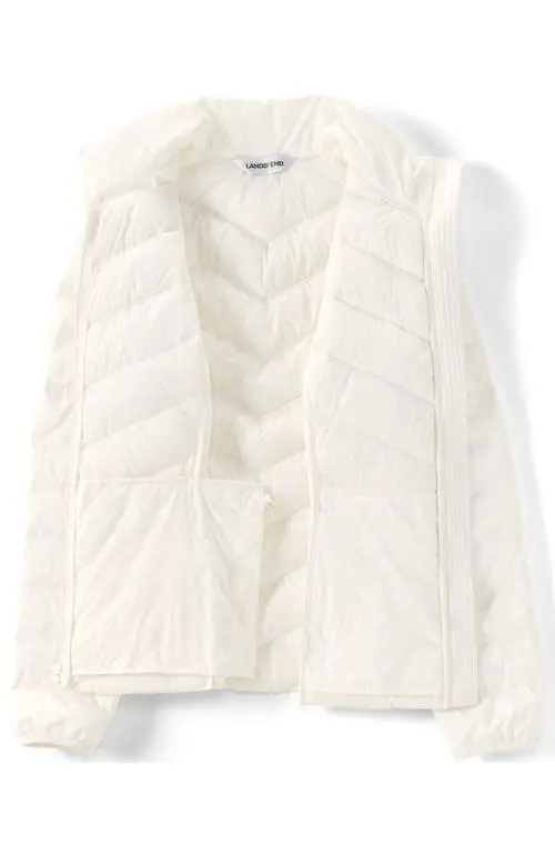 LANDS' END Wanderweight Ultralight Packable Chevron Quilted Down Jacket - Ivory