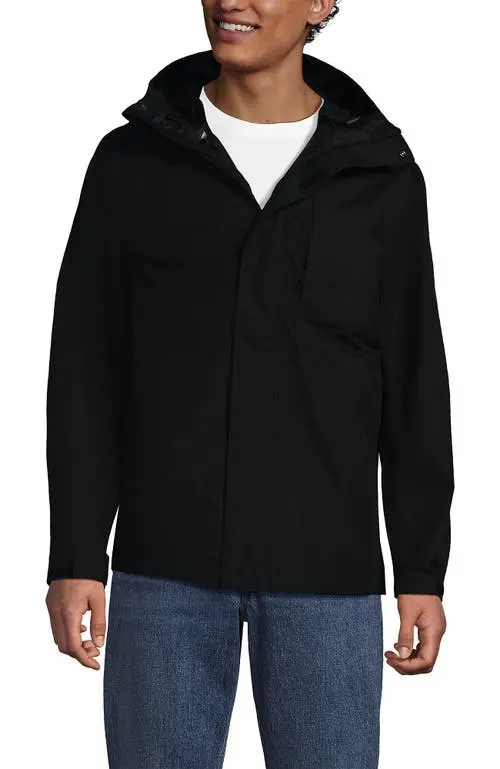 LANDS' END Waterproof Ripstop Raincoat - True Black