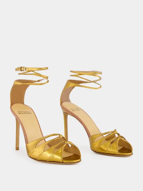 FRANCESCO RUSSO Laminated Nappa Leather Lace-up Sandals
