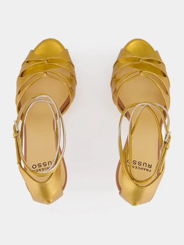 FRANCESCO RUSSO Laminated Nappa Leather Lace-up Sandals