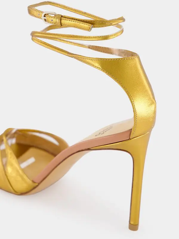 FRANCESCO RUSSO Laminated Nappa Leather Lace-up Sandals