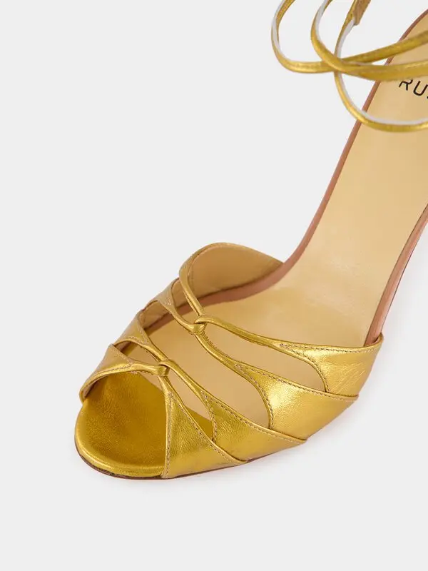 FRANCESCO RUSSO Laminated Nappa Leather Lace-up Sandals