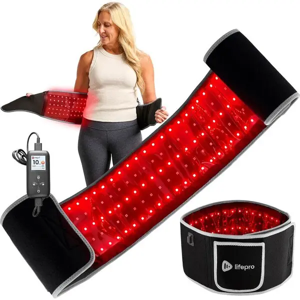 LIFEPRO Allevared Red Light Therapy Belt Infrared 660nm And 850nm Lights - Black/grey
