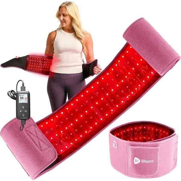 LIFEPRO Allevared Red Light Therapy Belt Infrared 660nm And 850nm Lights - Pink