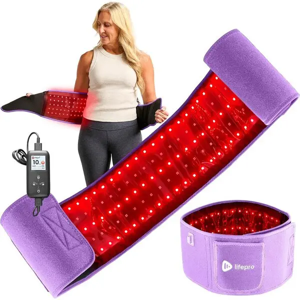 LIFEPRO Allevared Red Light Therapy Belt Infrared 660nm And 850nm Lights - Purple